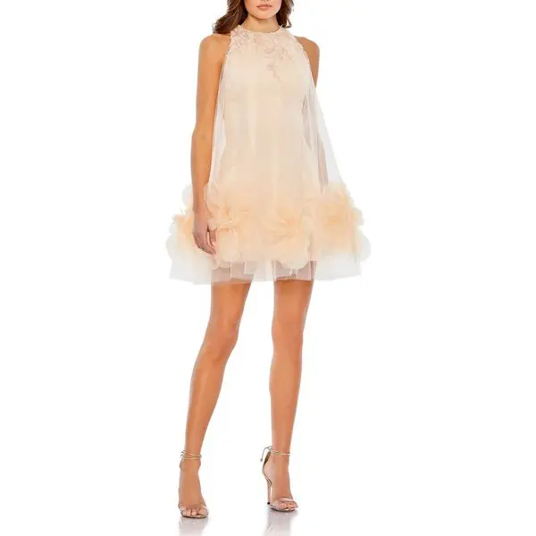 Mac Duggal Halter Neck Mini Dress - Peach