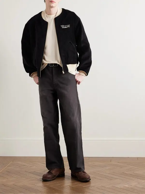 Visvim Fluxus 01 Slim-Fit Straight-Leg Trousers - Black | Editorialist