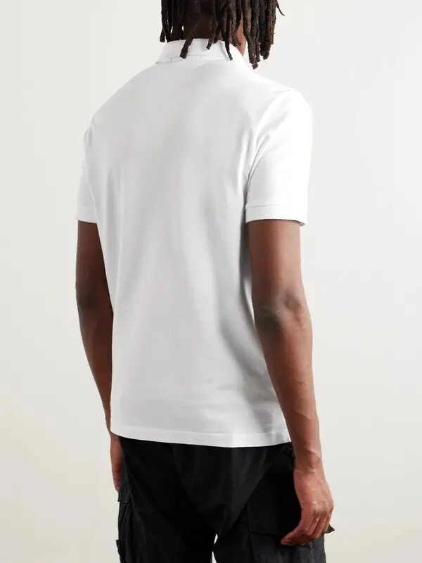Stone Island Logo-appliquéd Cotton-blend Piqué Polo Shirt - White