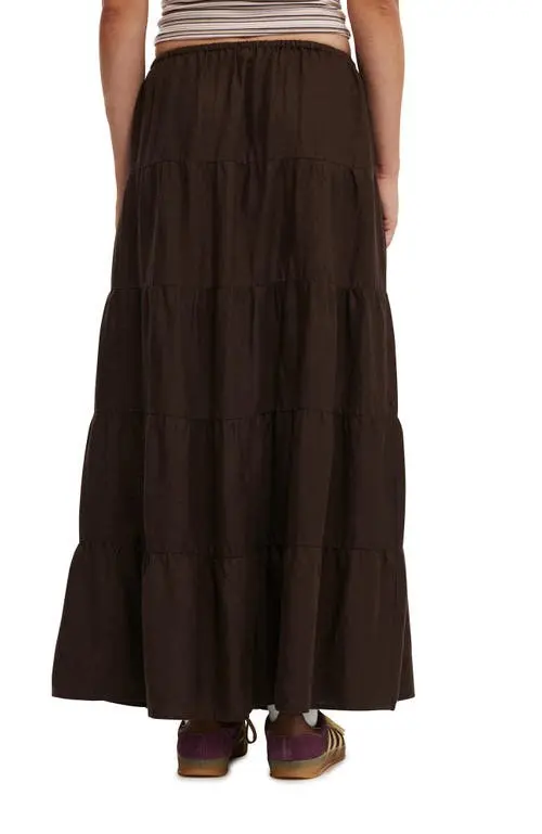 COTTON ON Haven Multi Tiered Maxi Skirt - Dark Oak