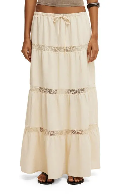 COTTON ON Haven Multi Tiered Maxi Skirt - Honey Cream Lace
