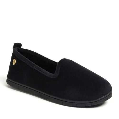 DEARFOAMS Velour Closed Back Slippers - Black