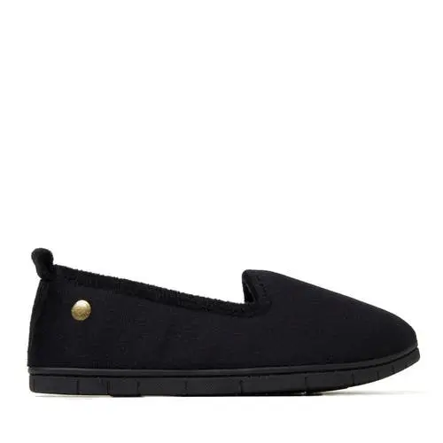 DEARFOAMS Velour Closed Back Slippers - Black