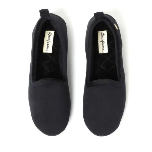 DEARFOAMS Velour Closed Back Slippers - Black