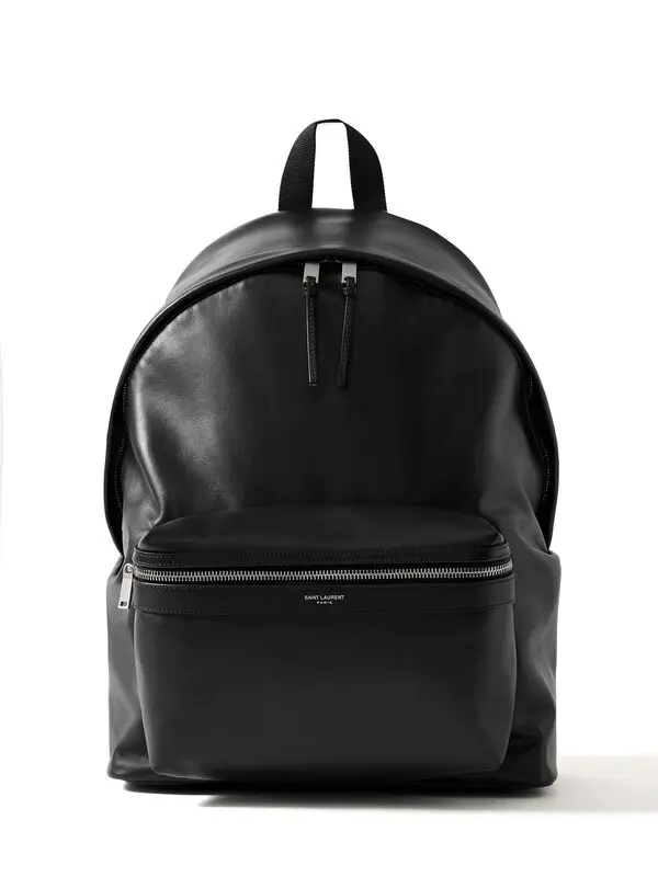 Saint Laurent City Leather Backpack - Black