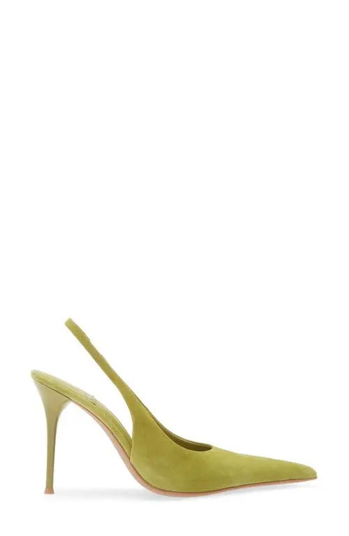 Jeffrey Campbell Slingback Pointed Toe Pumps - Bright Chartruese Suede