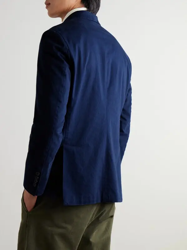 Polo Ralph Lauren Double-breasted Cotton-blend Twill Blazer - Blue