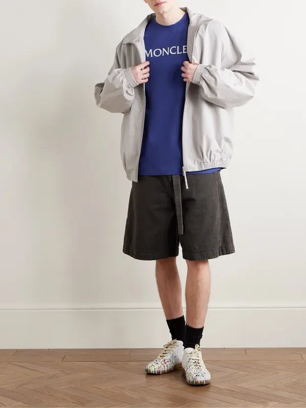 Moncler Logo-flocked Appliquéd Cotton-jersey T-shirt - Blue