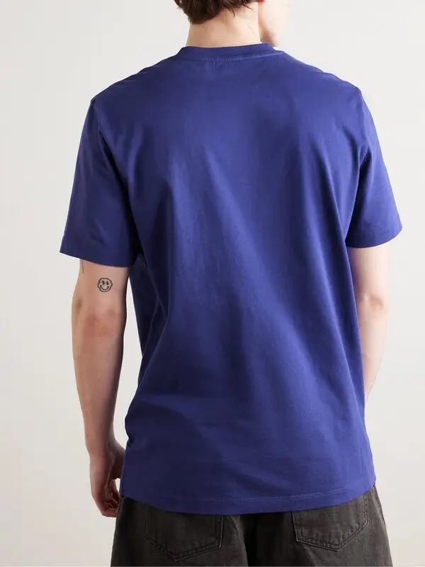 Moncler Logo-flocked Appliquéd Cotton-jersey T-shirt - Blue
