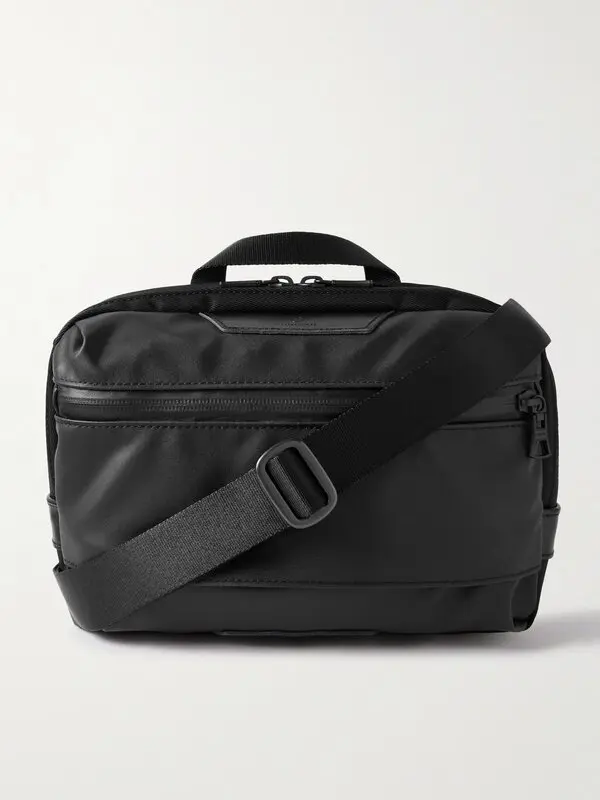 MASTER-PIECE CO Progress Leather-trimmed Coated Nylon-twill Messenger Bag - Black