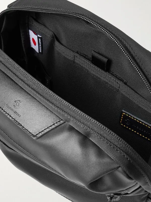 MASTER-PIECE CO Progress Leather-trimmed Coated Nylon-twill Messenger Bag