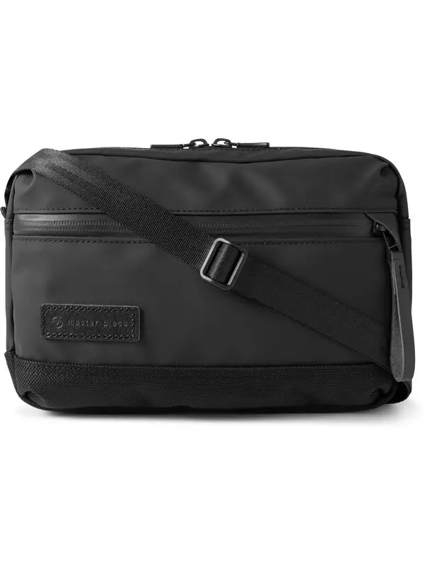 MASTER-PIECE CO Slick Leather And Cordura® Ballistic Nylon Messenger Bag - Black