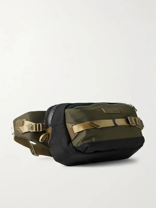 MASTER-PIECE CO Potential Leather-trimmed Cordura® Ballistic Nylon Belt Bag - Green