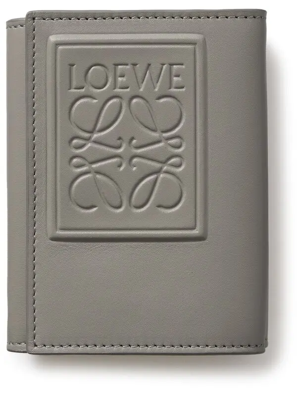 Loewe Logo-debossed Leather Trifold Wallet - Gray
