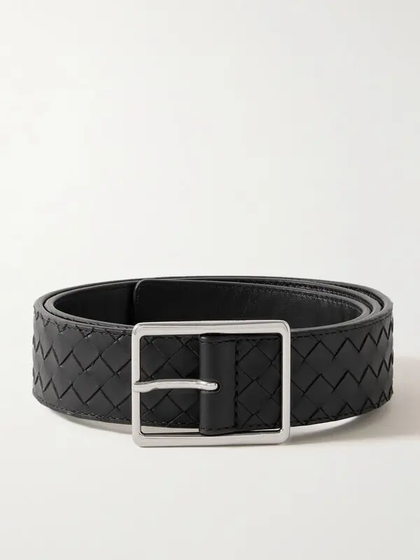 Bottega Veneta 3.5cm Intrecciato Leather Belt - Black