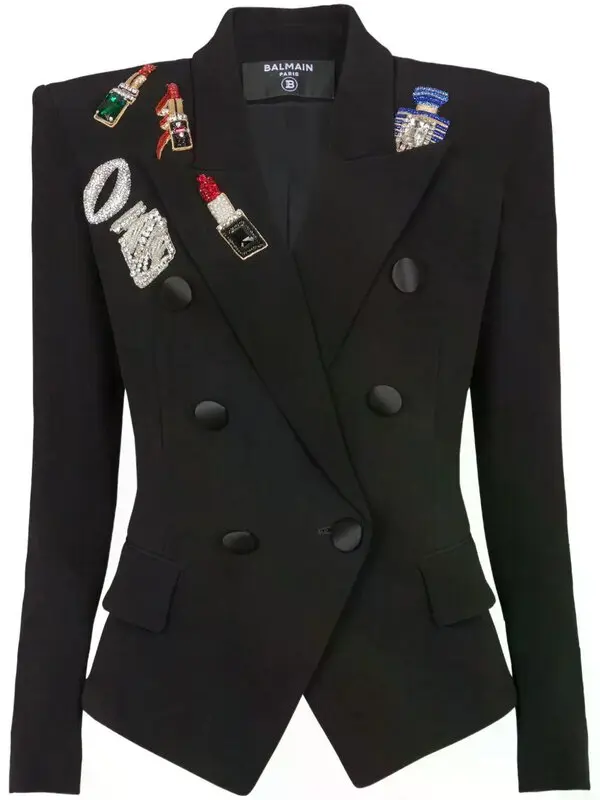Balmain Embroidered Patches Fitted Jacket