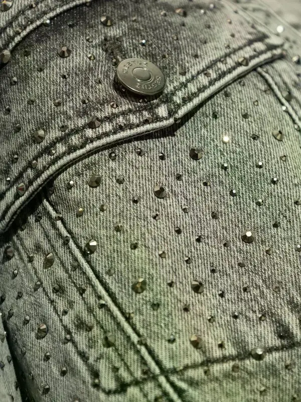 GESTUZ Stretch-cotton Denim Jacket - Grey