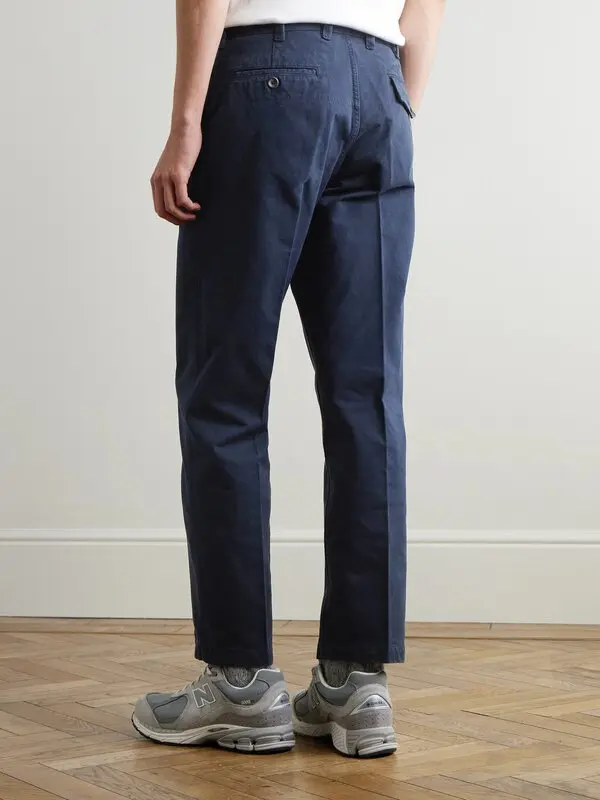 DRAKE'S Straight-leg Peached Cotton-twill Trousers