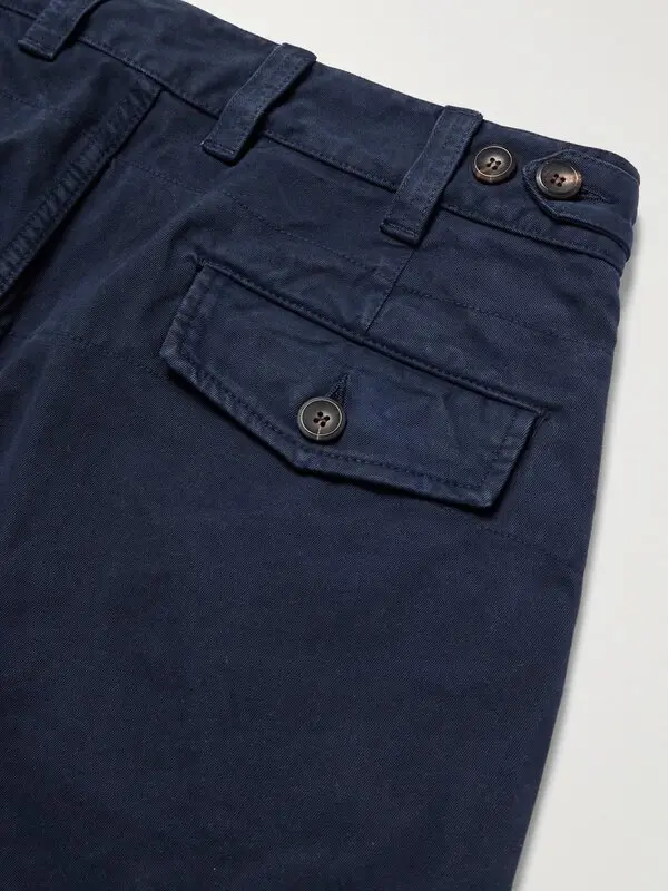DRAKE'S Straight-leg Peached Cotton-twill Trousers