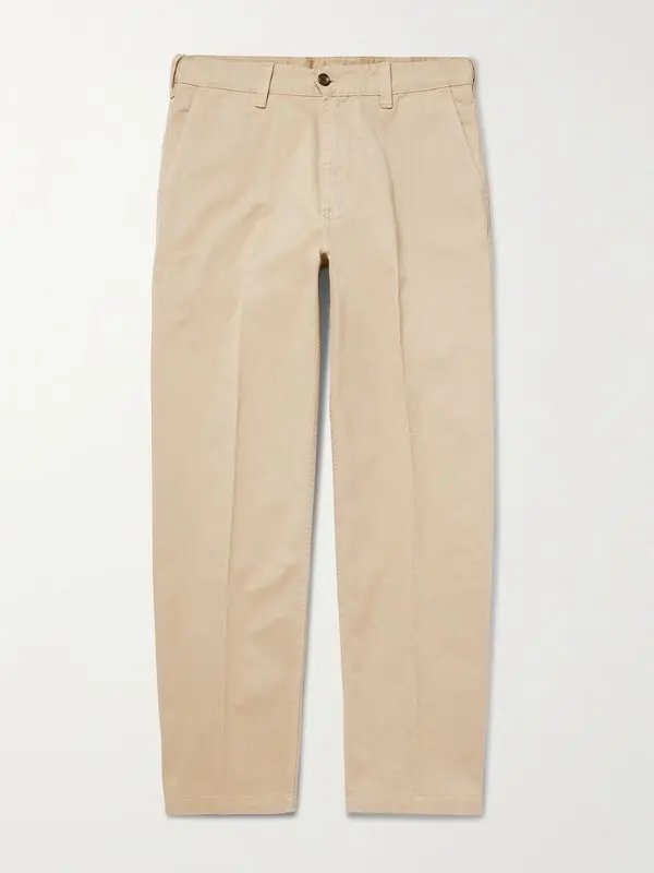 DRAKE'S Straight-leg Cotton-twill Trousers - Neutrals
