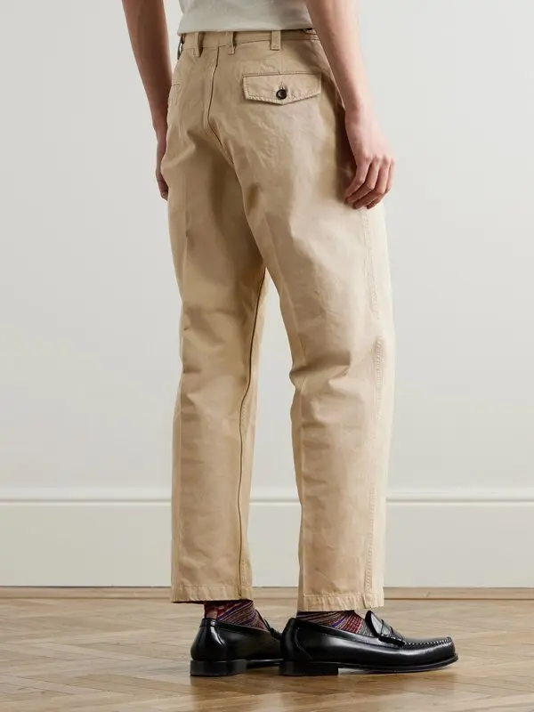 DRAKE'S Straight-leg Cotton-twill Trousers - Neutrals