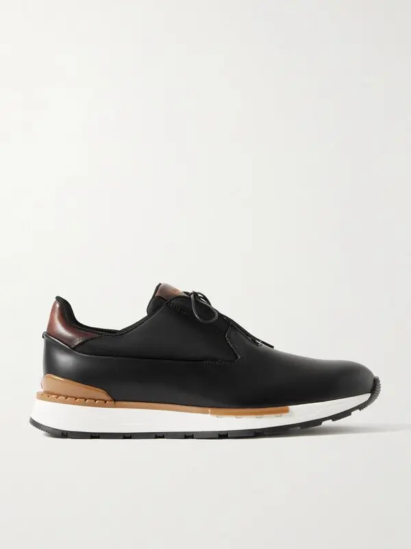 Berluti Fast Track Torino Leather And Shell Sneakers - Black