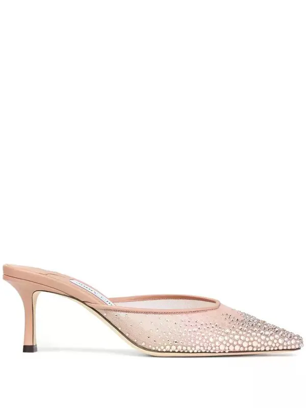 JIMMY CHOO Vivi Crystal-embellished Heeled Mules - Pink