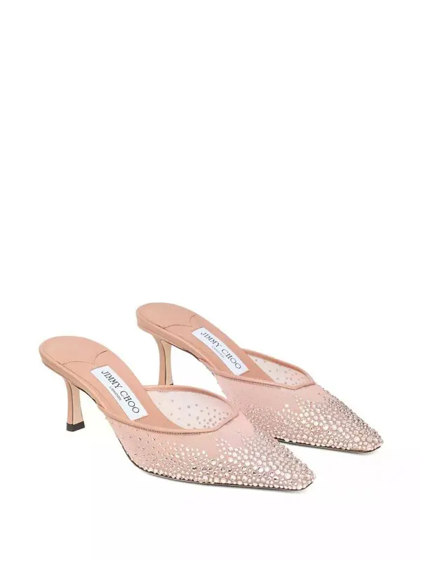 JIMMY CHOO Vivi Crystal-embellished Heeled Mules - Pink