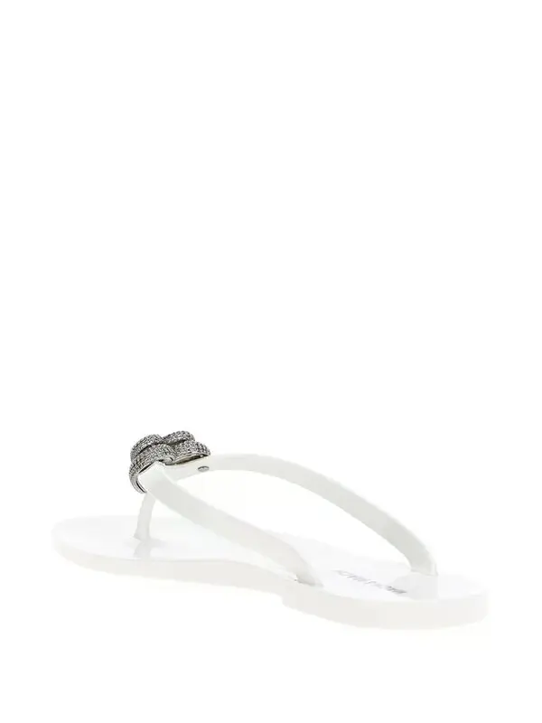 Mach & Mach Double Heart Flip Flops - White
