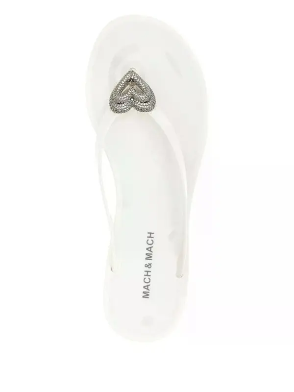Mach & Mach Double Heart Flip Flops - White