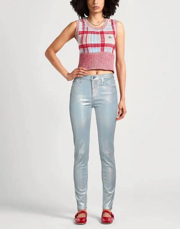 Armani Exchange Skinny Jeans With Metallic Finish - Blue