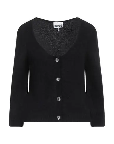 GANNI Cardigan In Alpaca Wool Blend - Black