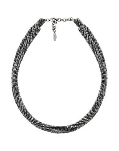 Brunello Cucinelli Necklace Brass And Leather - Charcoal