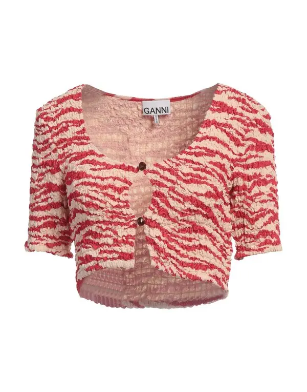 GANNI Crepe Crop Top - Beige
