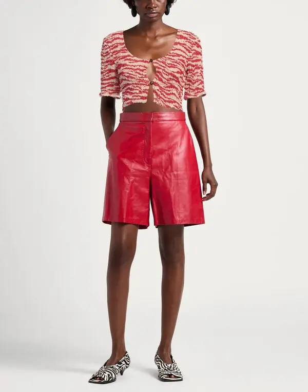 GANNI Crepe Crop Top - Beige