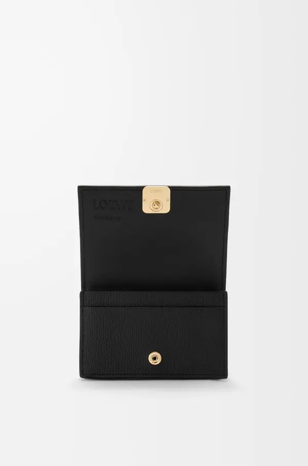 Loewe Anagram Business Cardholder In Pebble Grained Leather Skin - Black/gold