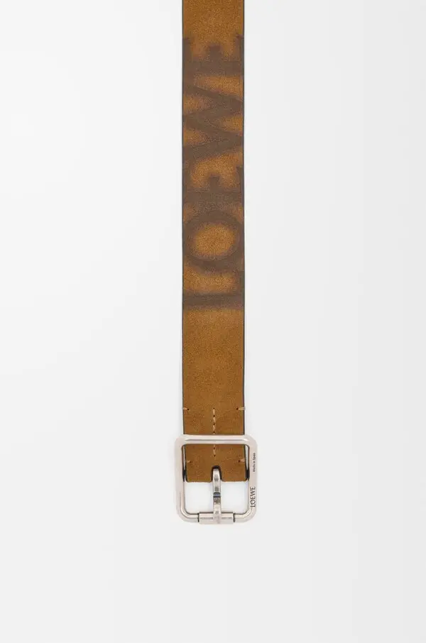 Loewe Double Roller Curve Pressed Suede Belt - Cognac/vintage Palladium