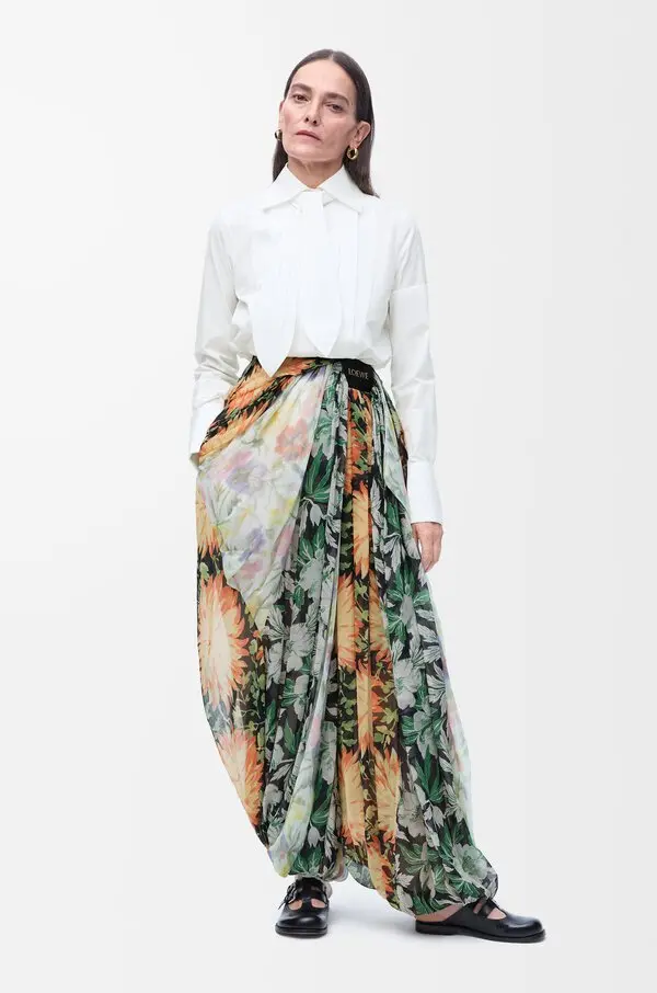 Loewe Draped Floral Print Trousers