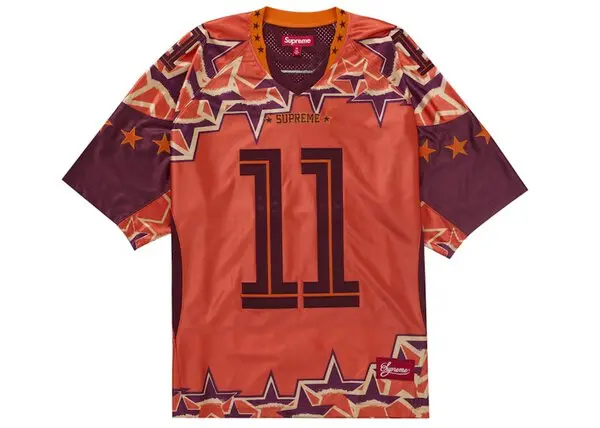 Supreme Stars Football Jersey Poly Dazzle With Tackle Twill Appliqu - Orange