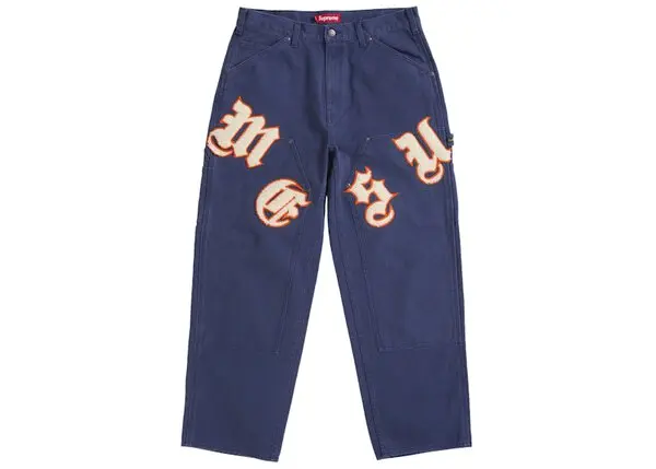 Supreme Old English Canvas Double Knee Painter Pant - Navy Blue