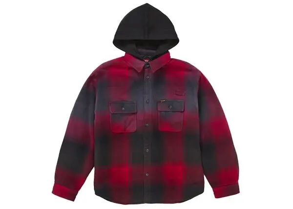 Supreme Quilted Lined Hooded Flannel Shirt - Red Plaid
