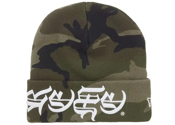 Supreme New Era Blackletter Beanie - Woodland Camo