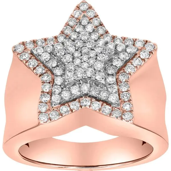 LUVMYJEWELRY Diamond Star Ring - 14k Rose Gold