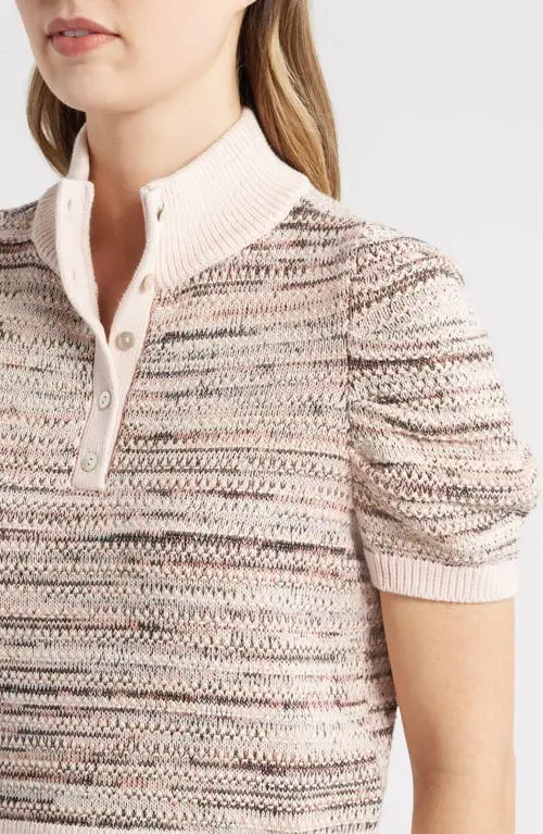 525 Shelby Stripes Ombré Cotton Polo Sweater