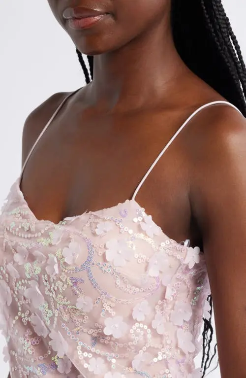 JUMP APPAREL Floral Appliqué Sequin Minidress