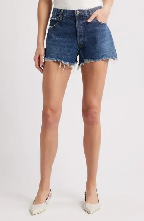 FRAME The Hang Frayed Hem Denim Shorts - Rafael