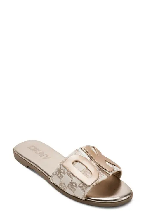Dkny Waltz Logo Flat Sandal - Bone