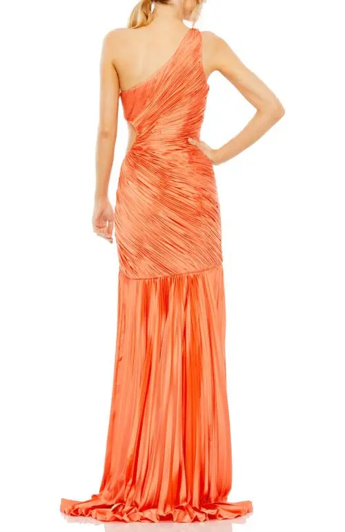 Mac Duggal One-shoulder Pleated Gown