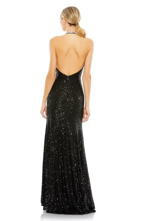 Mac Duggal Sequined Column Gown - Black