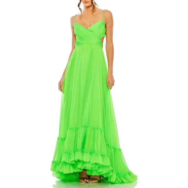 Mac Duggal Cut-out Chiffon Tiered Gown